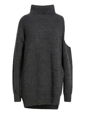 LIU •JO Turtleneck Ribbed-knit Top - Grey