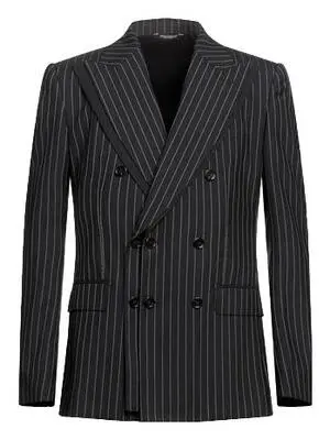 Dolce & Gabbana Virgin Wool Blend Pinstripe Blazer - Black