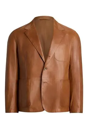 Ralph Lauren Purple Label Leather Single-breasted Sport Coat - Brown