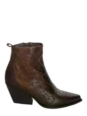 CHUCKIES 75mm Embossed Heeled Boots - Brown
