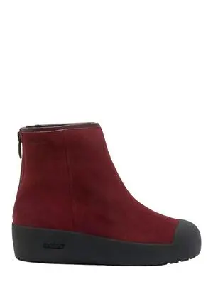 Bally Rear-zipper Suede Curling Boots - Red