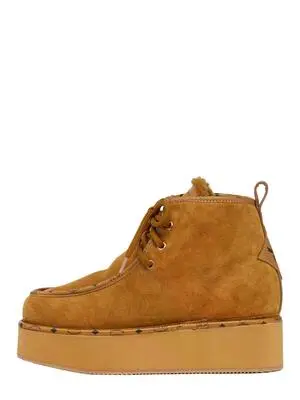 Mcm Suede Platform Ankle Boots - Brown