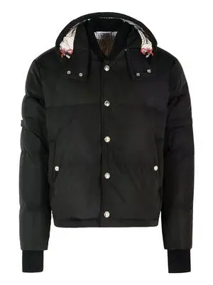Thom Browne Button Hooded Grosgrain Jacket - Black
