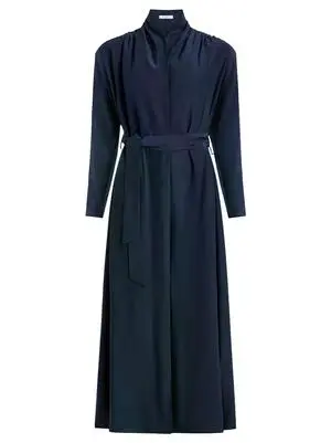 NELLS NELSON Maria Drape Collar Silk Maxi Dress