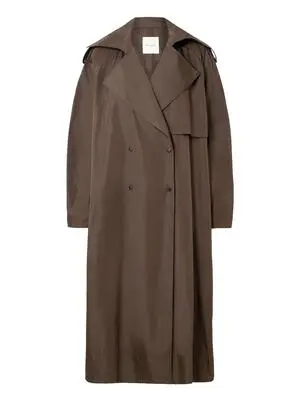 ST. AGNI Double-breasted Recycled-taffeta Trench Coat - Brown