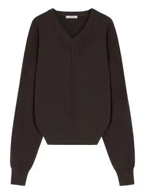 LEMAIRE V-neck Sweater - Br397 Dark Cacao
