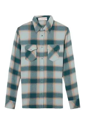GOD'S TRUE CASHMERE Cashmere Plaid Two-pocket Button-down Shirt - Emerald