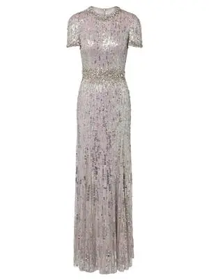 Jenny Packham Celeste Embellished Gown - Silver