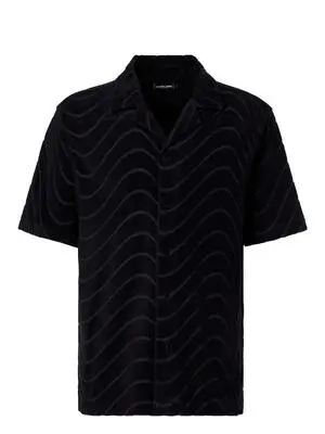 Frescobol Carioca Embroidered Cotton-blend Terry Shirt - Black