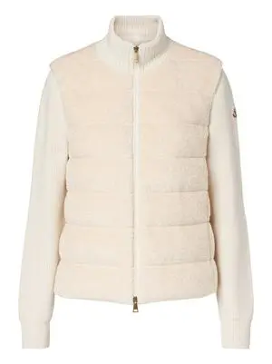 Moncler Down-paneled Teddy Cardigan - White