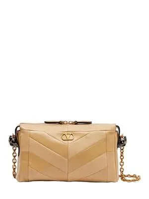 Valentino Garavani Panthea Small Leather Crossbody Bag - Beige