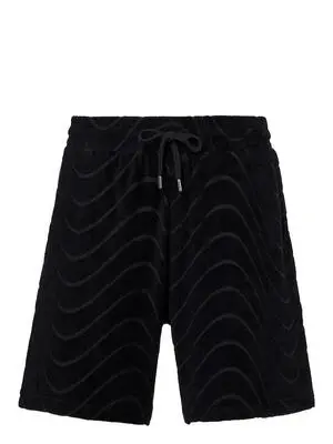 Frescobol Carioca Embroidered Cotton-blend Terry Shorts - Black