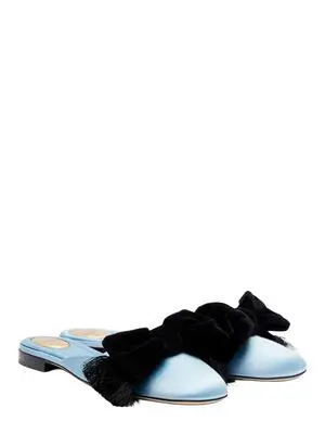 Valentino Garavani Reinette Bow-detail Satin Mules - Blue