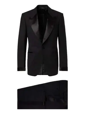 TOM FORD Shelton Satin-trimmed Wool-blend Tuxedo - Black