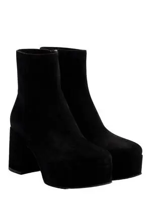 GIANVITO ROSSI 35 Suede Platform Ankle Boots - Black