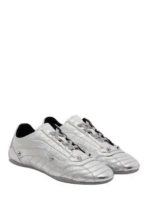 Balenciaga City Metallic Leather Sneakers - Silver