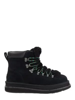 Sacai Suede And Shearling Hiking Boots - Black