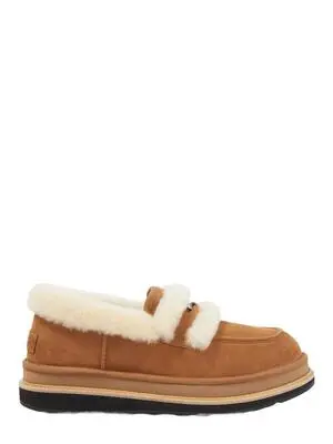 Sacai X Ugg Suede And Shearling Loafers - Beige