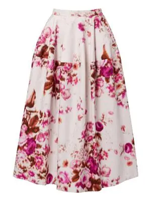 Erdem Floral Cotton Poplin Midi Skirt - Multicoloured