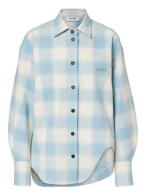 Attico Plaid Cotton And Wool Shirt - Blue