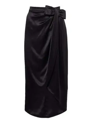 Valentino Garavani Asymmetric Low-rise Silk Midi Skirt - Black