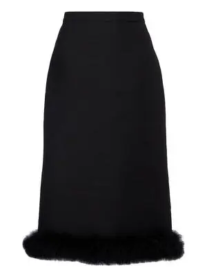 Valentino Garavani Feather-trimmed Midi Skirt - Black