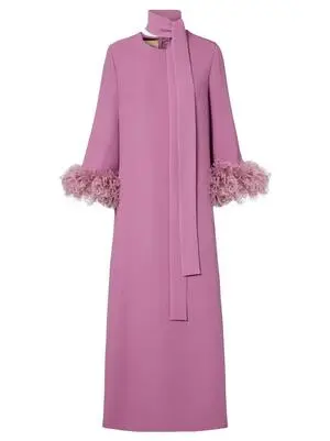Valentino Garavani Cady Couture Feather-trimmed Gown - Purple