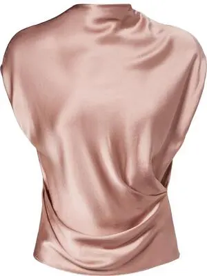 THE SEI Draped Silk Satin Top - Pink