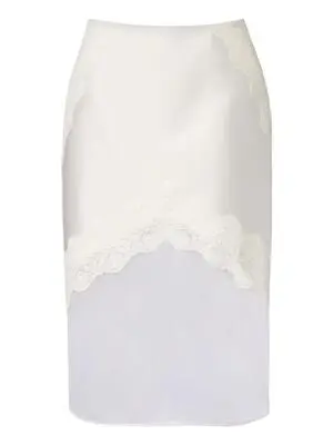 JIL SANDER Lace-trimmed Satin Midi Skirt - White