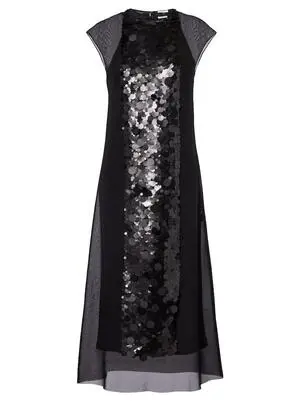 JOSEPH Boulle Sequined Chiffon Midi Dress - Black