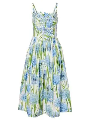 OSCAR DE LA RENTA Allium Floral Cotton-Blend Midi Dress