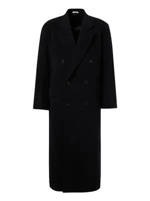 Auralee Wool Double-breasted Overcoat - Black