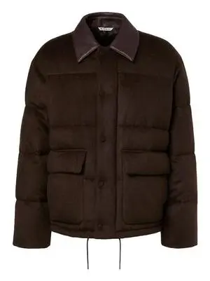 Auralee Leather-trimmed Camel Hair Down Jacket - Brown