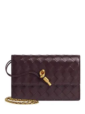 Bottega Veneta Andiamo Pouch On Chain Dark Barolo