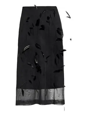 JIL SANDER Feather-embellished Midi Skirt - Black