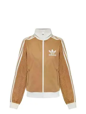 Adidas Knitted-sleeve Zip-up Sweatshirt - Brown