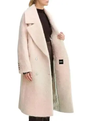 BOSS Belted Double-breasted Coat - Pink