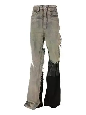 RICK OWENS Ripped Panelled Bootcut Jeans