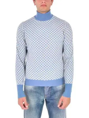 DRUMOHR Patterned Roll-neck Sweater - Blue