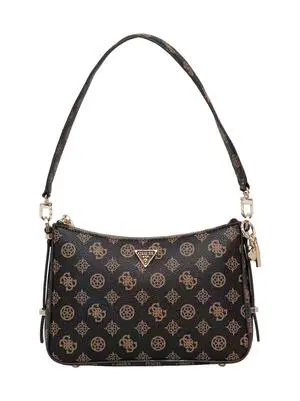 Guess Monogram Pattern Shoulder Bag - Black