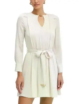 MARCIANO Keyhole Belted Mini Dress - Neutrals