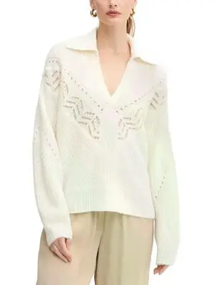BOSS Openwork Collared Sweater - Neutrals