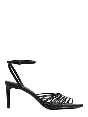12 STOREEZ 80mm Strappy Leather Sandals - Black