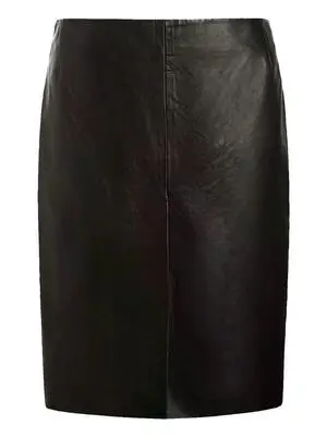12 STOREEZ Front-Slit Leather Skirt