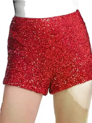 NEVER FULLY DRESSED Sequin-embellished Shorts - Red