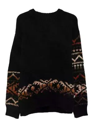 Nn07 Relaxed-fit Patterned Crew Neck Sweater - Black