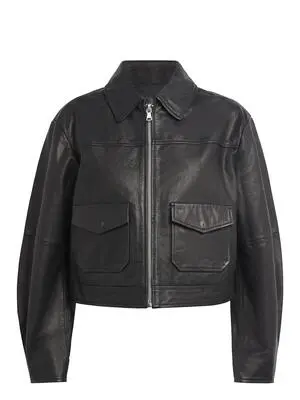 PAIGE Clyde Cropped Leather Jacket