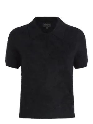 Rag & Bone Brushed Cashmere Jada Short-sleeve Sweater - Black
