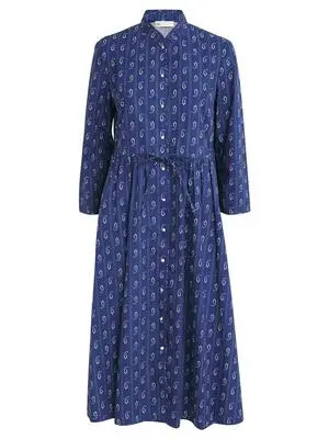 Tory Burch Cotton Paisley Midi Shirt Dress - Blue
