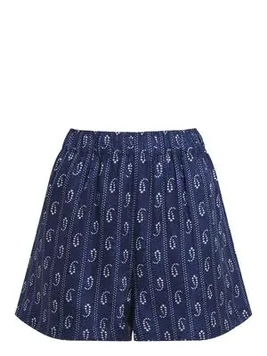 Tory Burch Satin Camp Shorts - Blue
